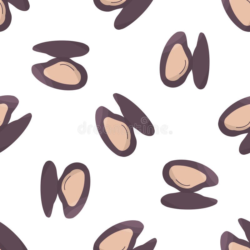 Mussels Oyster Seafood Purple Shell Pattern Vector Stock Vector ...