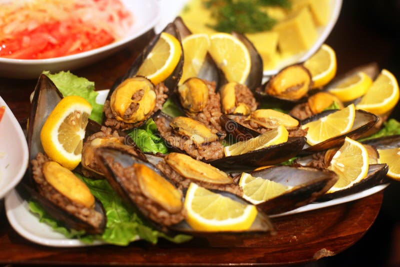 Mussels with rice stock photo. Image of fishing, landmark - 244523920