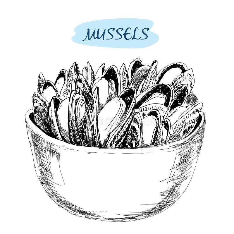 Mussels. stock vector. Illustration of black, artistic - 41934943