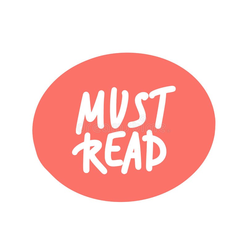 Must Read Text Emblem. Vector Hand Drawn Quote Stock Vector ...