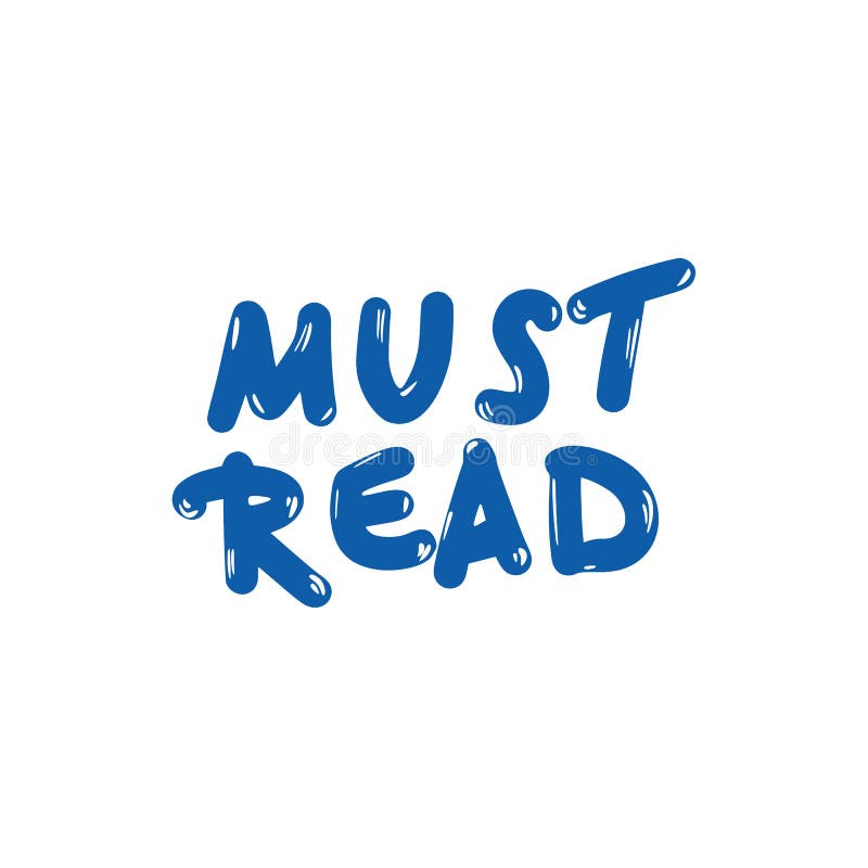 Must Read Text Emblem. Vector Hand Drawn Quote Stock Vector ...