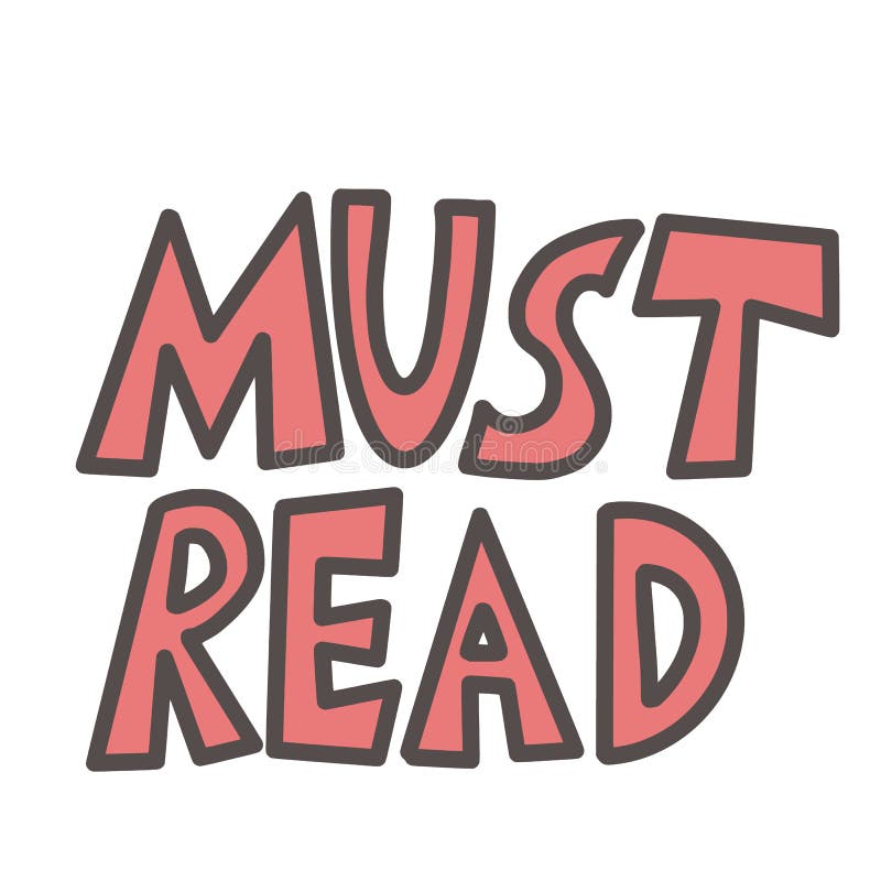 Must Read Text Emblem. Vector Hand Drawn Quote Stock Vector ...