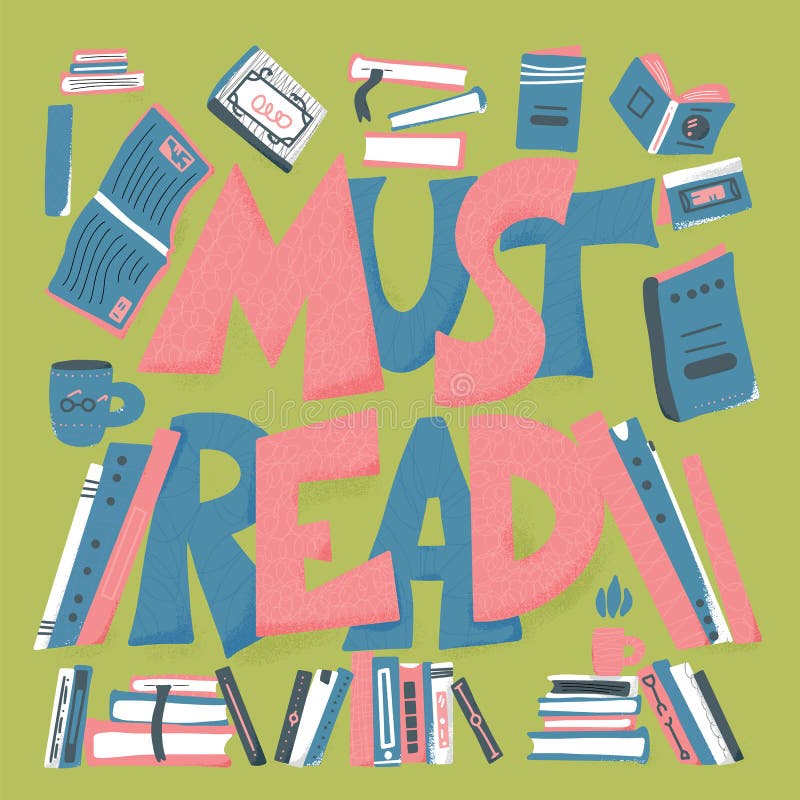 Must Read Text Emblem. Vector Hand Drawn Quote Stock Vector ...