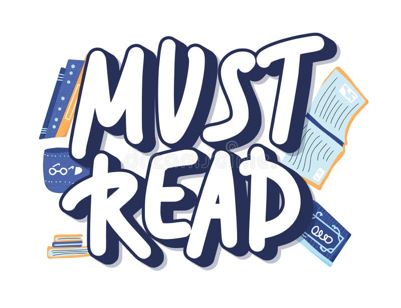 Must Read Text Emblem. Vector Hand Drawn Quote Stock Vector ...