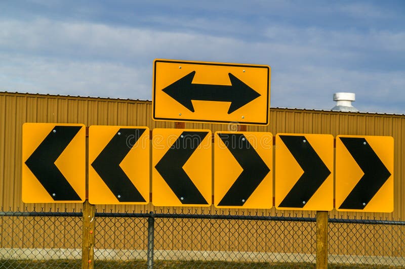 Must Turn at Intersection Signs Stock Photo - Image of communication ...