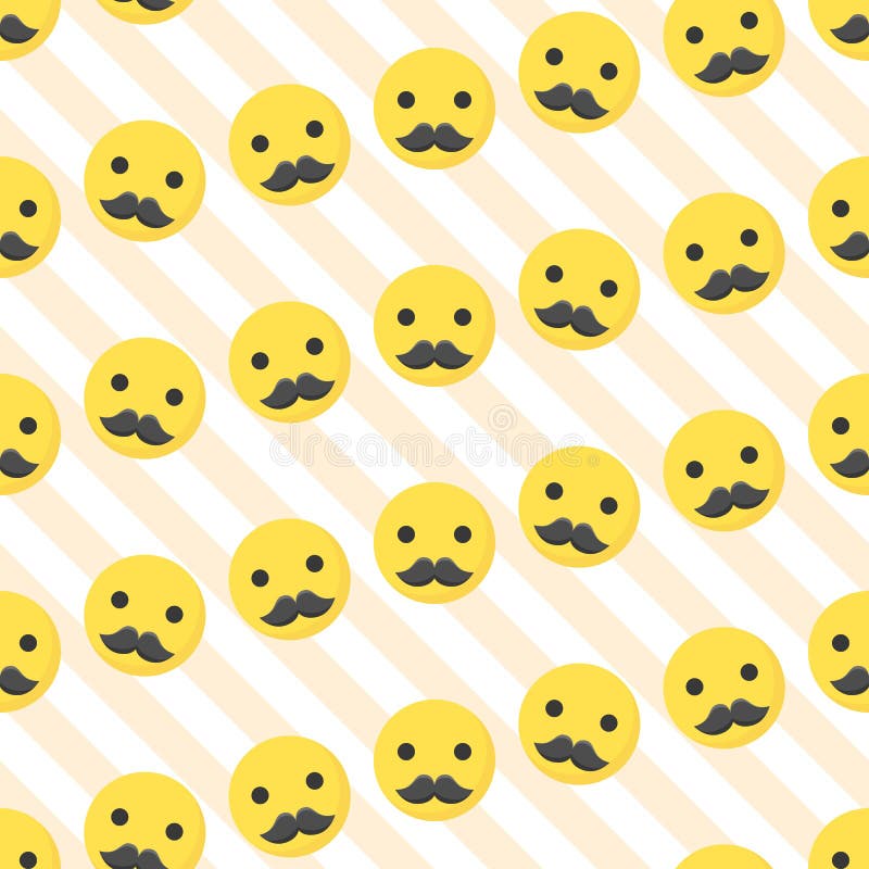 Mustache Emoticon Seamless Pattern, Flat Design for Use As Wallpaper or ...