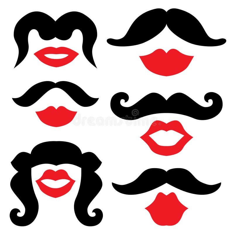Mustache and lips stock vector. Illustration of barber - 56044734