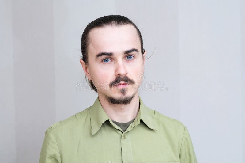 Mustache Man Portrait, Handsome Young Men Full Face,bearded and Serious ...