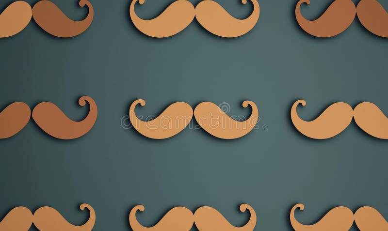Mustache Pattern Design, Repeating Brown Mustaches on Teal Background ...