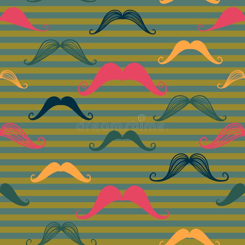 Mustache Seamless Pattern in Vintage Style. Pattern or Texture with ...