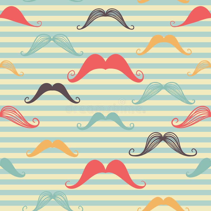 Mustache Seamless Pattern in Vintage Style. Pattern or Texture with ...