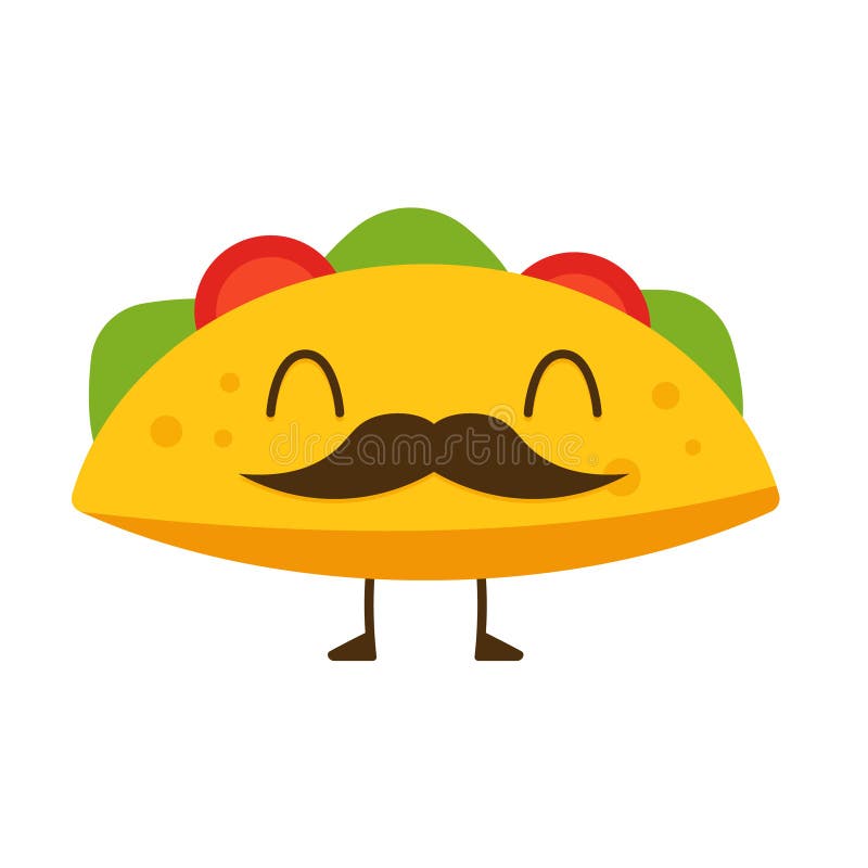 Taco with Mustache Vector stock vector. Illustration of basic - 263068252