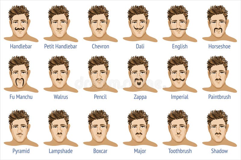 Mustache Types. Vector Isolated Set Stock Vector - Illustration of ...