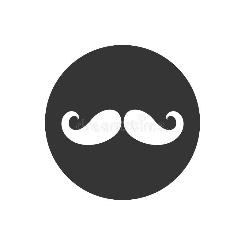 Mustache White Icon on Gray. Vector Illustration in Flat Stock Vector ...