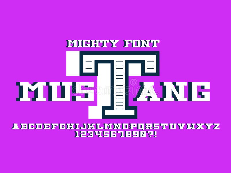 Mustang Bold Volume Font. Vector Stock Vector - Illustration of number ...