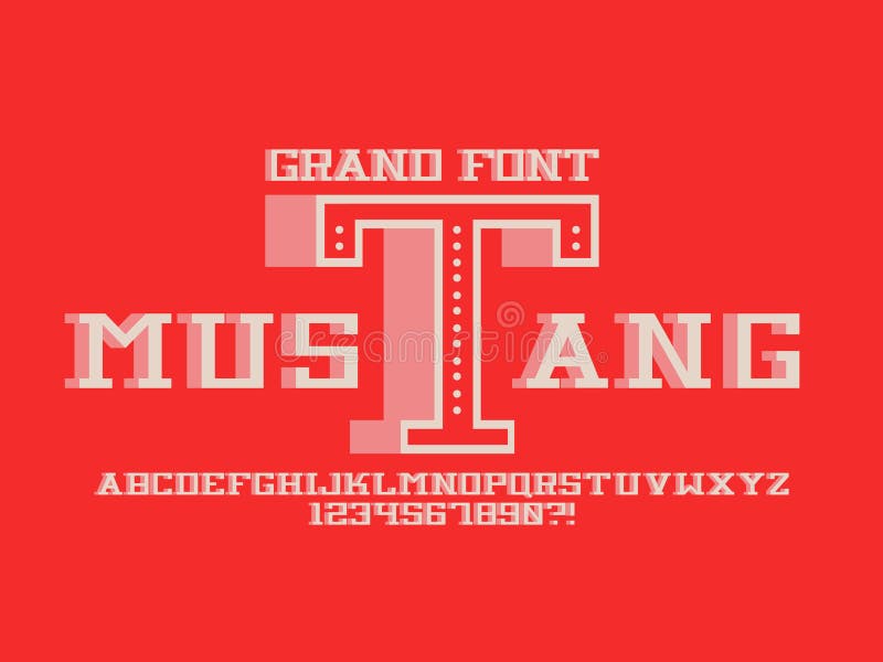 Mustang Thin 3d Font. Vector Stock Vector - Illustration of number ...