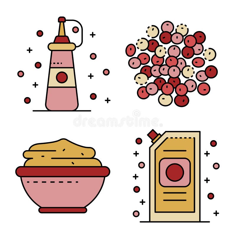 Mustard Icons Set Line Color Vector Stock Vector - Illustration of leaf ...