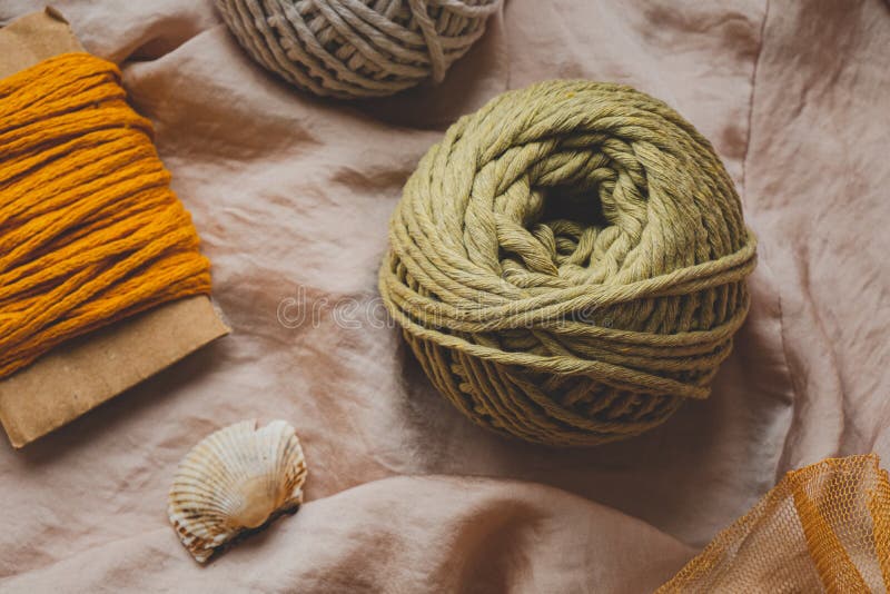 Macrame, Cotton and Hemp Ropes in Skeins. Stock Photo - Image of lace ...