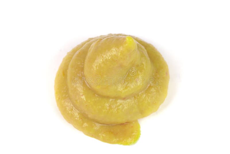 Mustard Sauce Isolated on White Background Close-up. Top View Stock ...