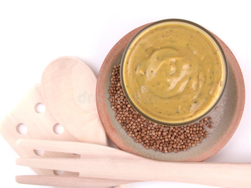 Mustard in a Serving Container Stock Photo - Image of mustard, herbs ...
