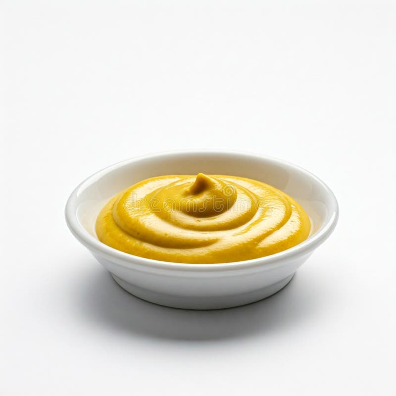 Mustard in a Small Dish Isolated on a White Background Stock ...