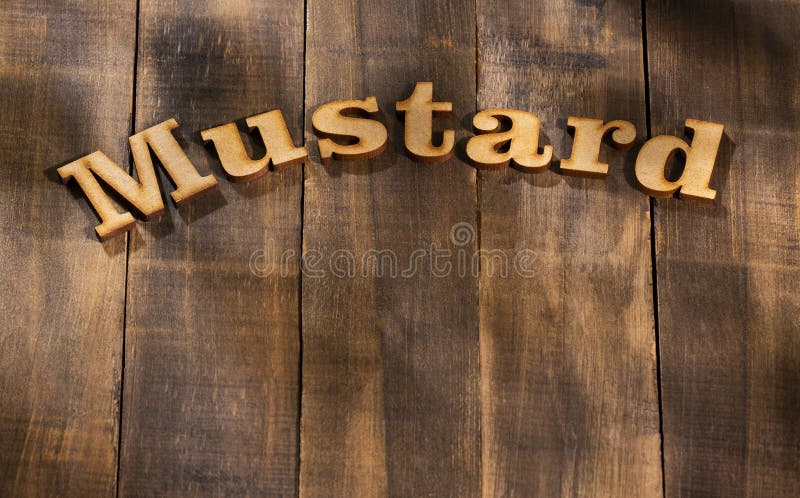 Mustard Word in Wooden Letters - Text Space Stock Image - Image of ...