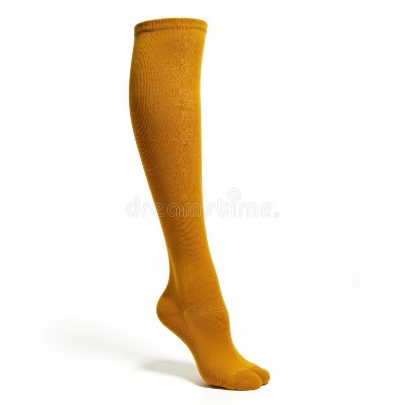 Mustard Yellow Knee-High Socks on White Background Stock Illustration ...