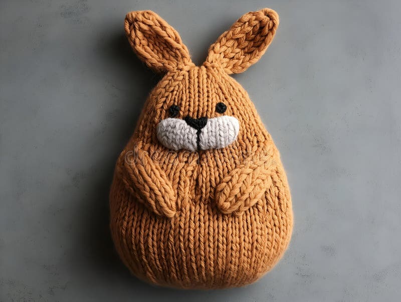 Mustard Yellow Knitted Bunny Toy Displayed on a Dark Surface ...