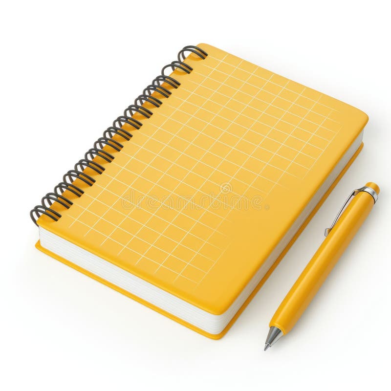 Yellow Spiral Notebook and Pen: Office Supplies Still Life Stock ...