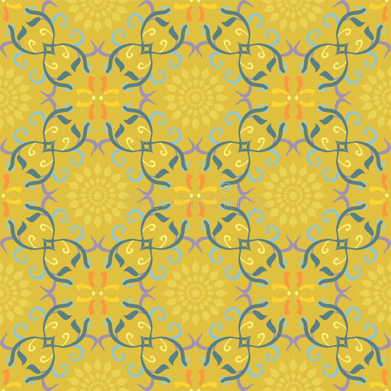 Mustard Yellow Ornate Abstract Art Seamless Vector Pattern Stock Vector ...