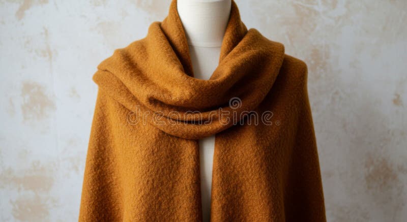 Mustard Yellow Textured Knit Scarf on Mannequin Stock Illustration ...