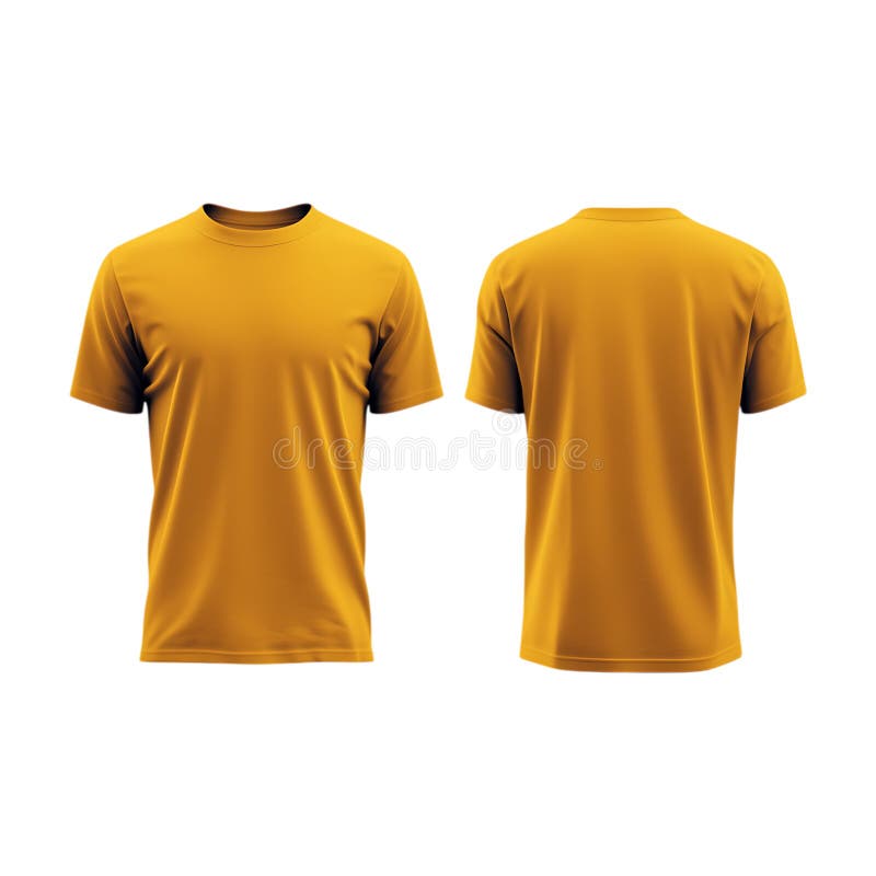 Mustard Yellow TShirt Mockup Front Back View on Transparent Background ...