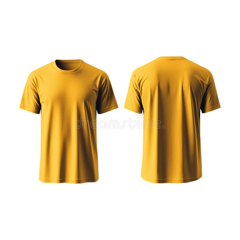 Mustard Yellow TShirt Mockup Front Back View on Transparent Background ...