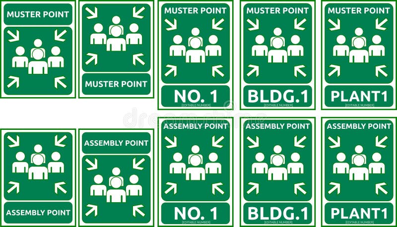 Muster and Assembly Point Label for Fire Evacuation, Vector Stock ...