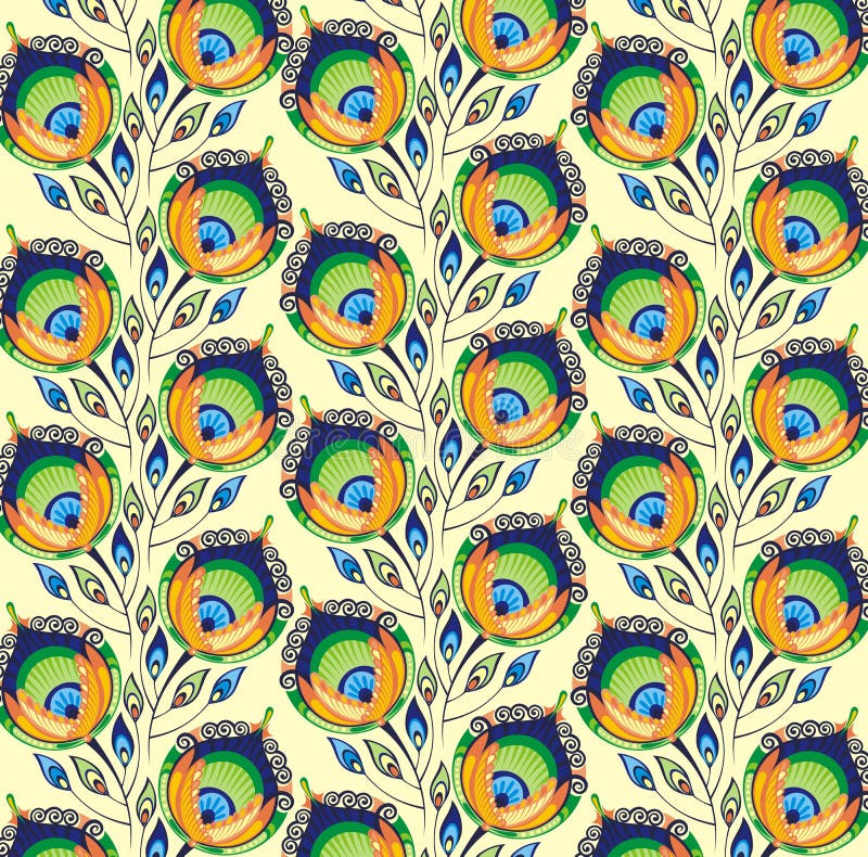 Muster mit Pfaufedern vektor abbildung. Illustration von nave - 80594697