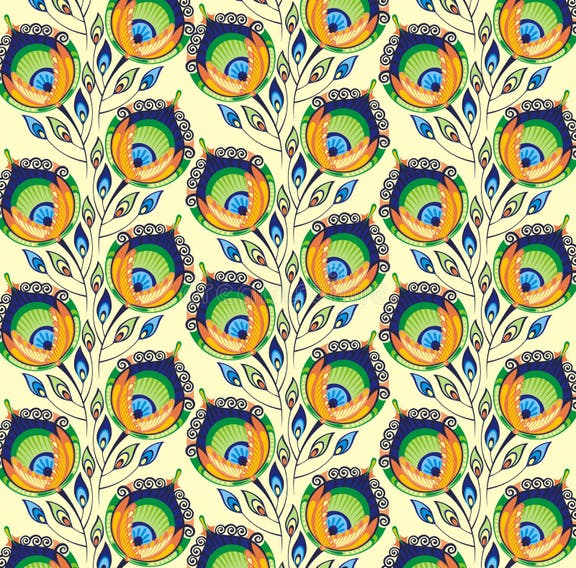 Muster mit Pfaufedern vektor abbildung. Illustration von nave - 80594697