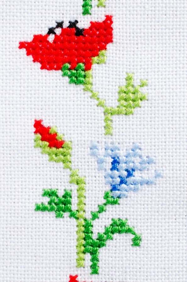 Slawischer Kreuzstich Durch Die Braunen Und Beige Threads Stockfoto ...