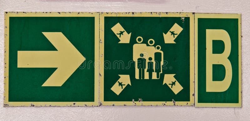 Muster Station Directional Sign Aboard Ship Stock Image - Image of info ...