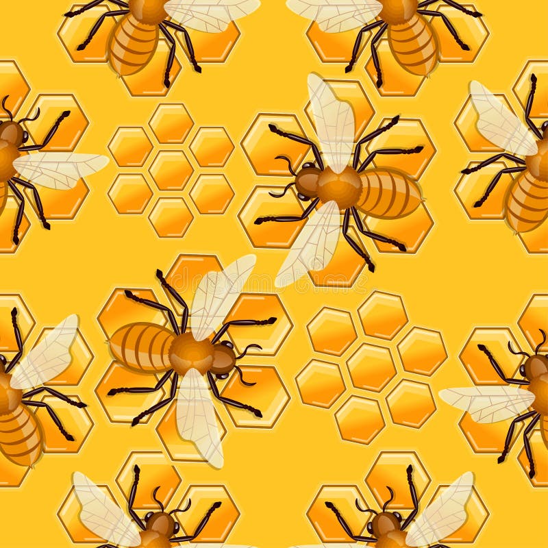 Muster Von Honig Beesvector Illustration. Vektor Abbildung - Illustration von flaumig, element ...