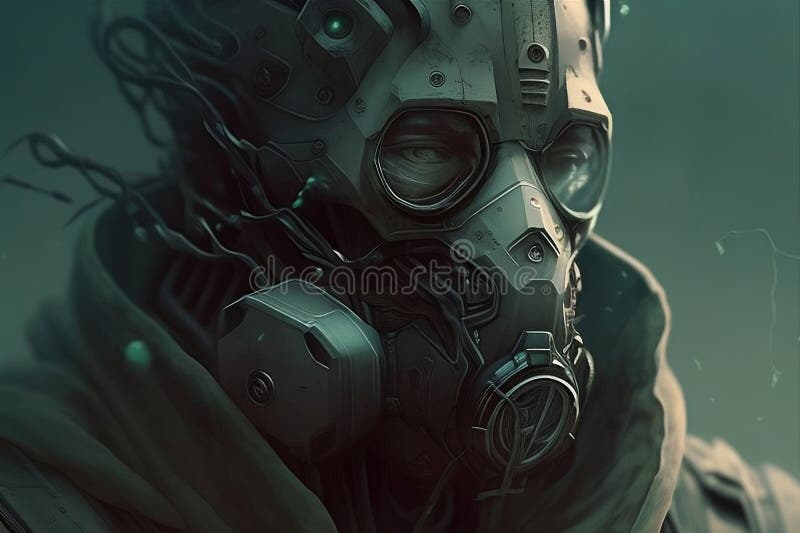 Mutant Cyborg in a Gas Mask, Generative Ai Stock Illustration ...
