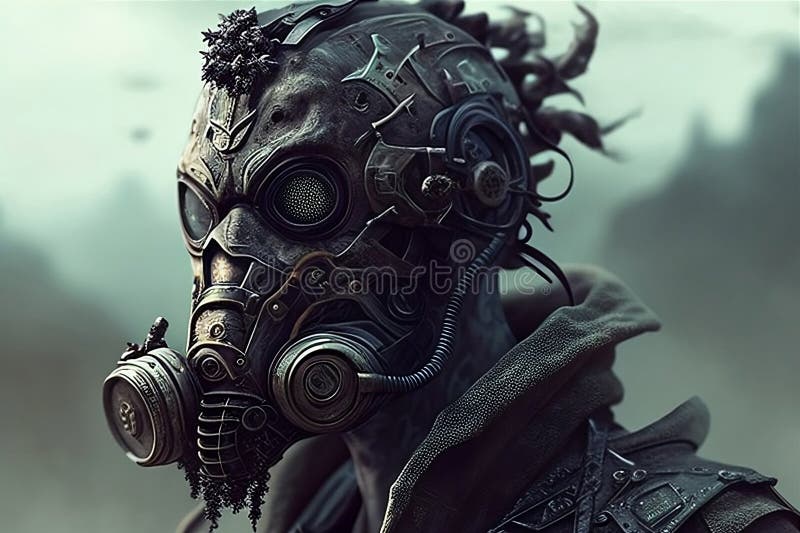 Mutant Cyborg in a Gas Mask, Generative Ai Stock Illustration ...