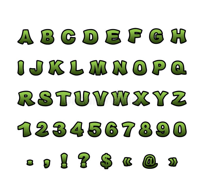 Mutant Font. Green Rough Comic Alphabet in Style. Abstract ABC Stock ...