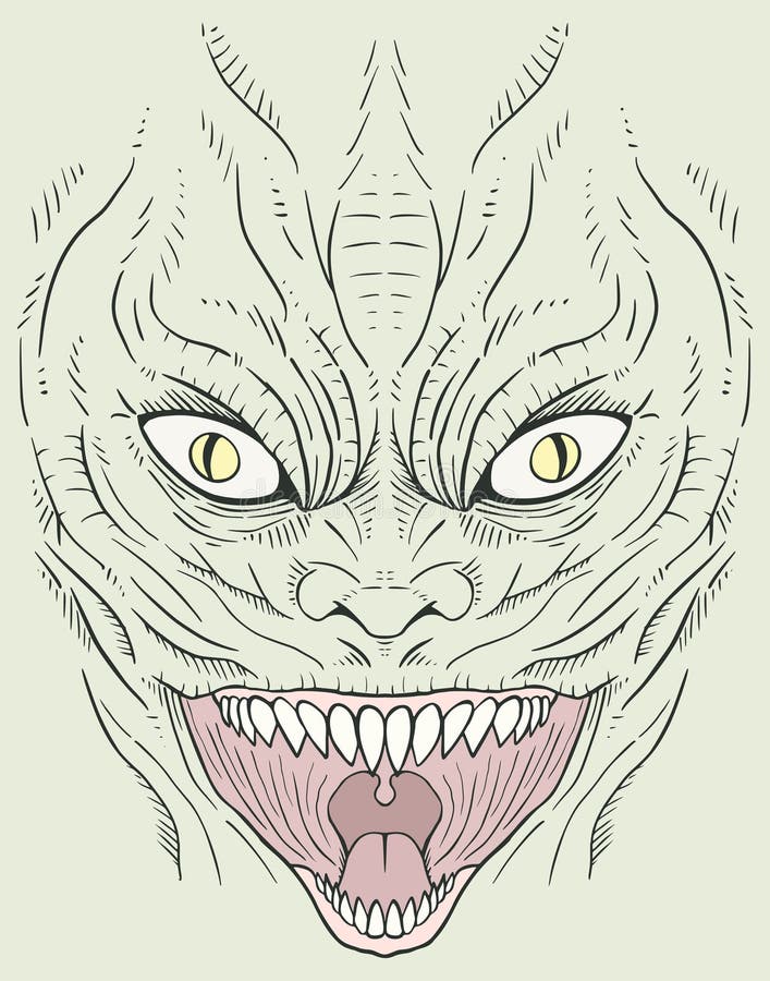 Mutant lizard face stock vector. Illustration of demon - 337830723