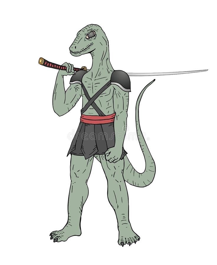 Mutant lizard with sword stock vector. Illustration of lizard - 230533813