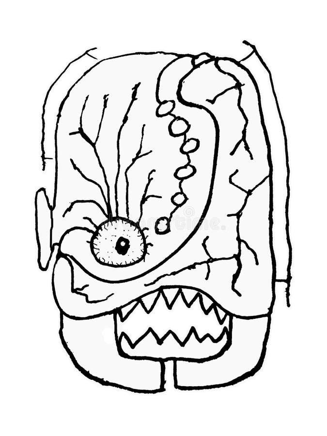 Mutant Monster Head Isolated Drawing Stock Illustration - Illustration ...