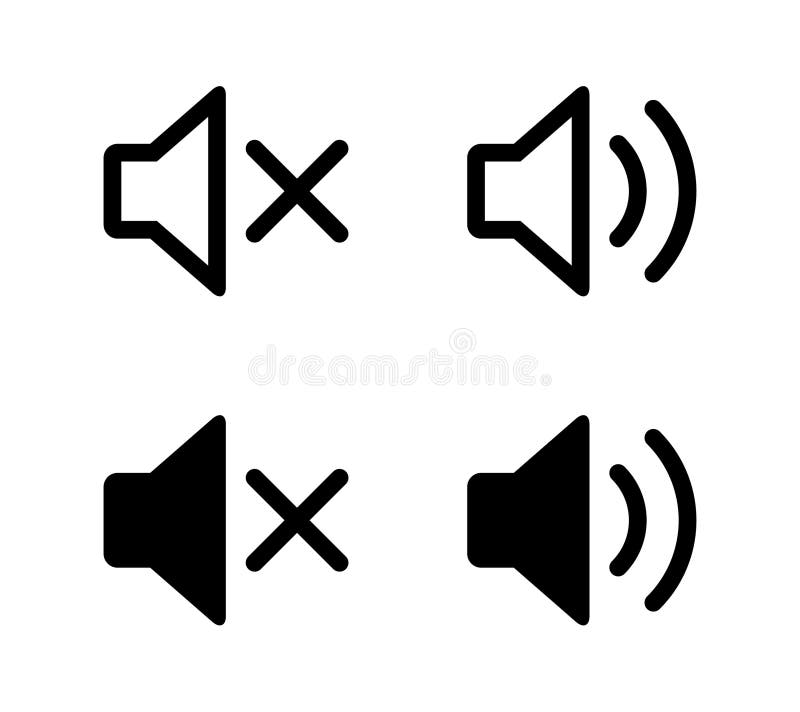 Mute Audio and Speaker Volume Icon Set in Generic Style Stock ...