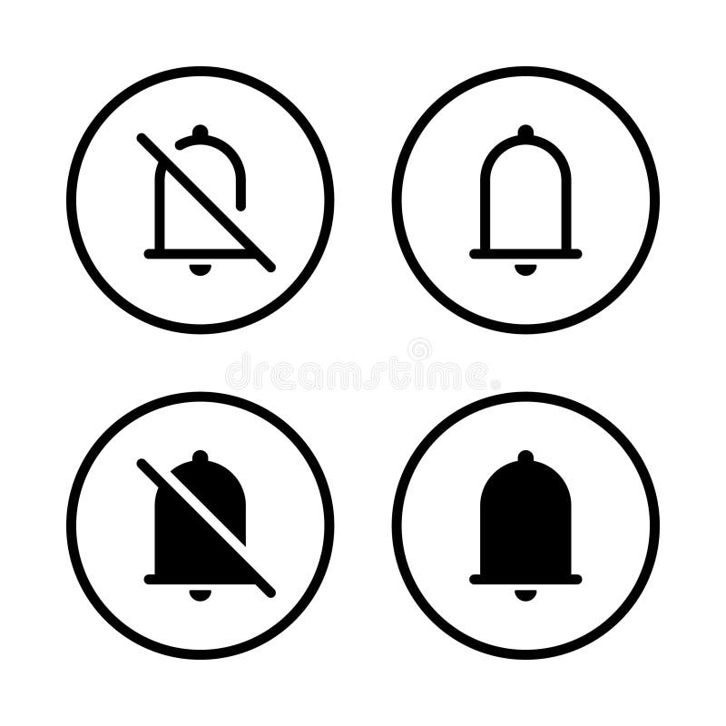 Mute and Bell Icon on Circle Line. Silent, Silence Sign Symbol Stock ...