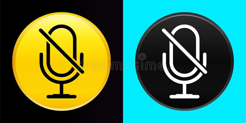 Mute Microphone Icon Flat Exclusive Button Set Stock Vector ...