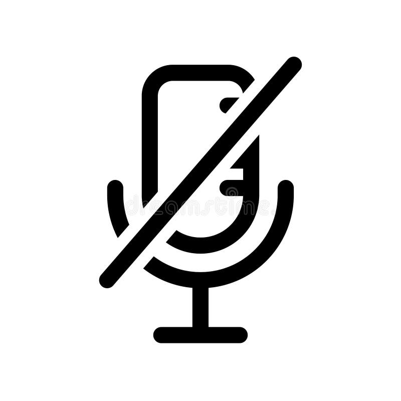 Line Microphone, Mic Mute Icon on White Background Stock Illustration ...