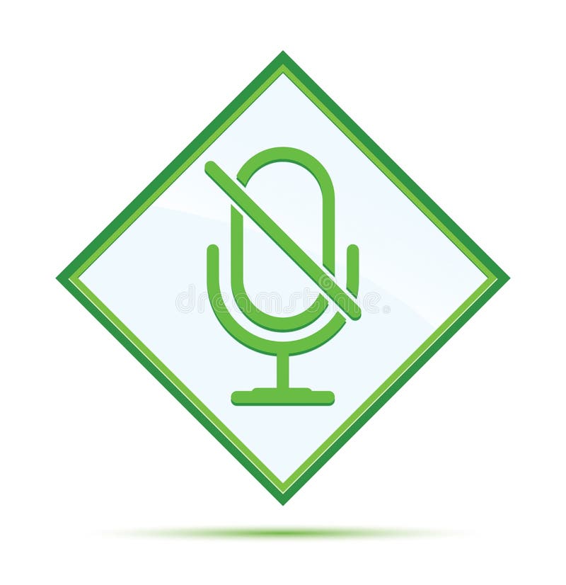 Mute Microphone Icon Modern Abstract Green Diamond Button Stock ...